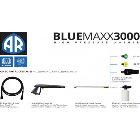 AR BLUE CLEAN 3000 psi 1.3 GPM Eléctrica 110v Hidrolavadora BM3000